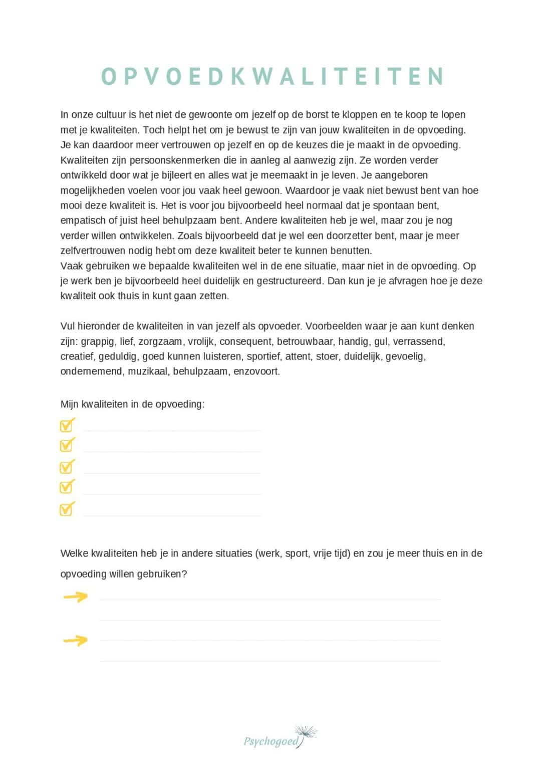 Opvoedkwaliteiten - Psychogoed